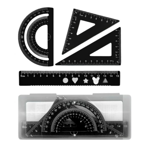 4 Pcs Ruler Protractor Set Geometry Tool Metal Ruler Set Triangle Ruler ...