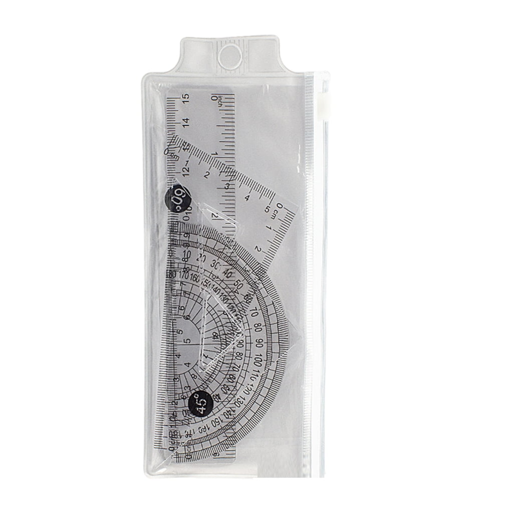 4 Pcs Ruler Set Plastic Math Geometry Set Math Protractor Triangle ...