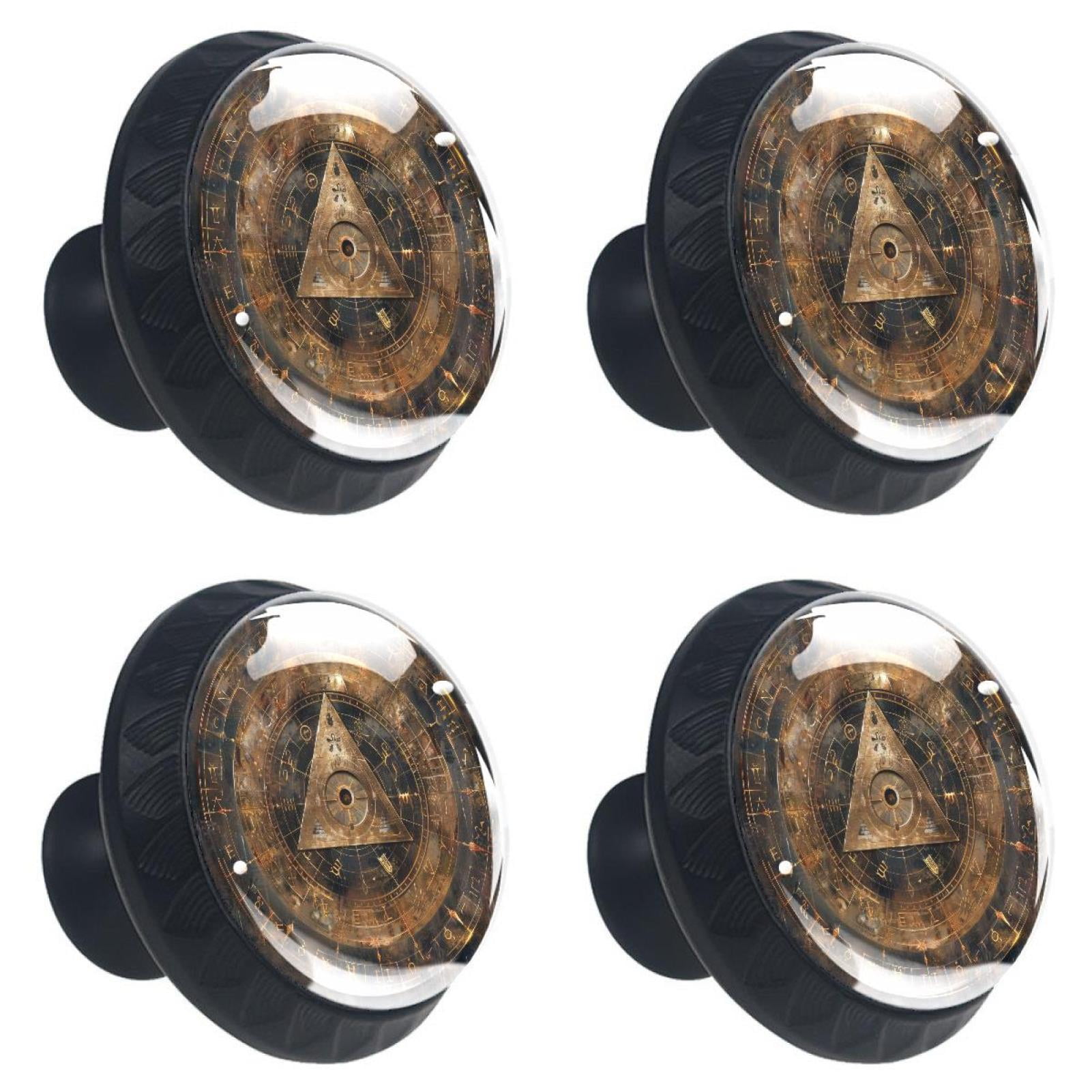 4 Pcs Rust Bill Cipher Wheel Zodiac Print Cabinet Knobs 30mm Round ...