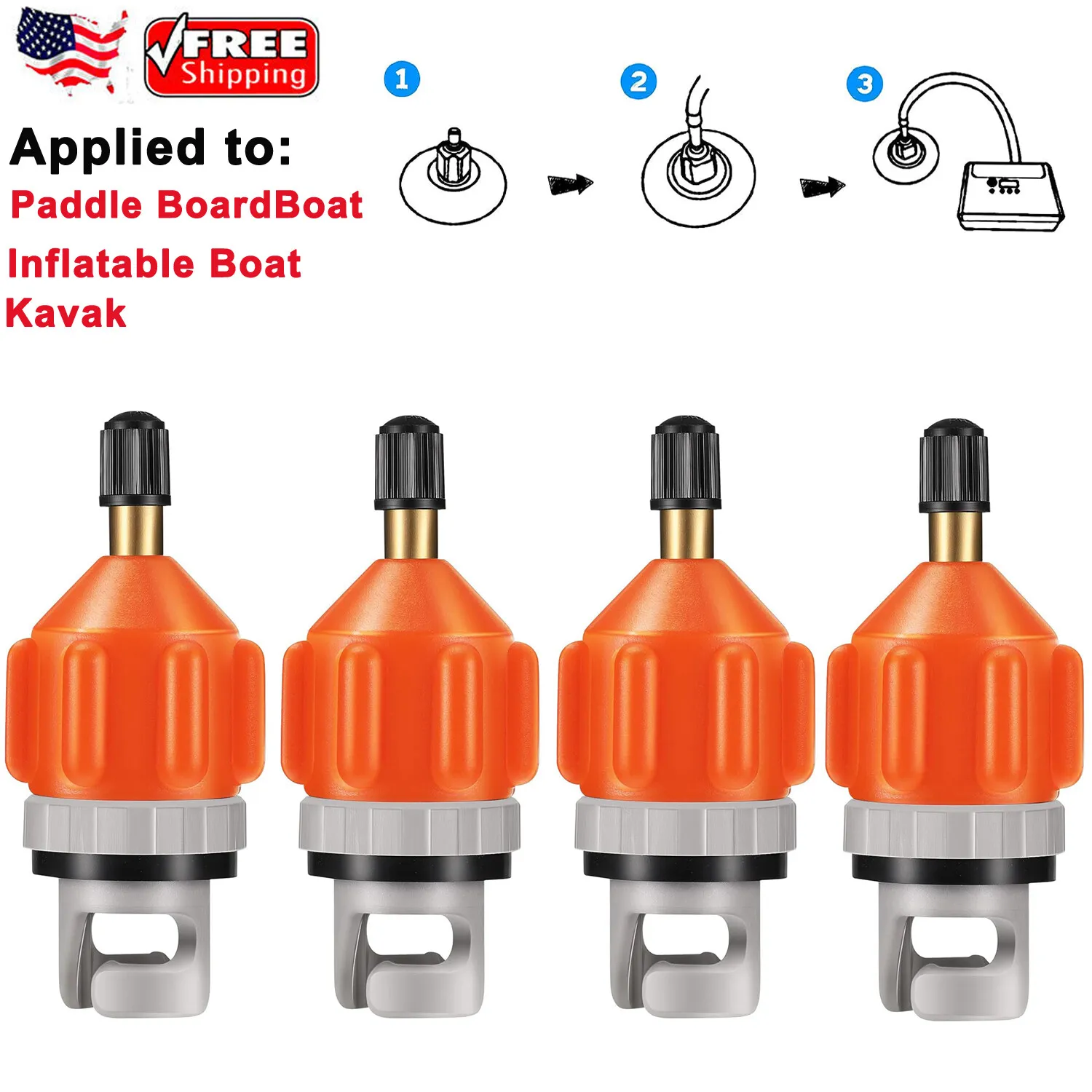 4 Pcs SUP Pump Adapter Inflatable Boat Air Valve Adaptor Paddle Board ...