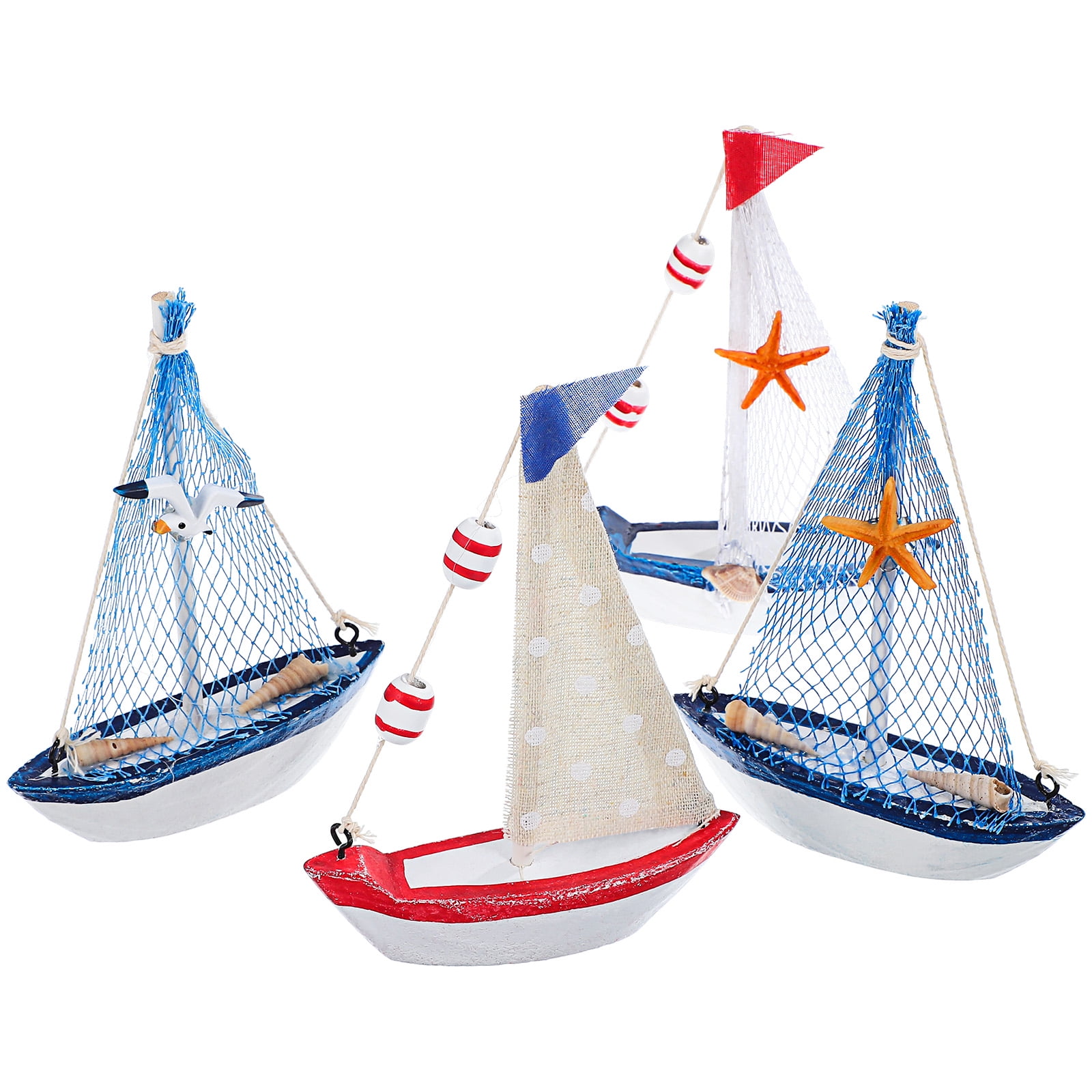 OUNONA Sturdy Wooden Sailboat Decor Unique Handmade Ocean Model for ...