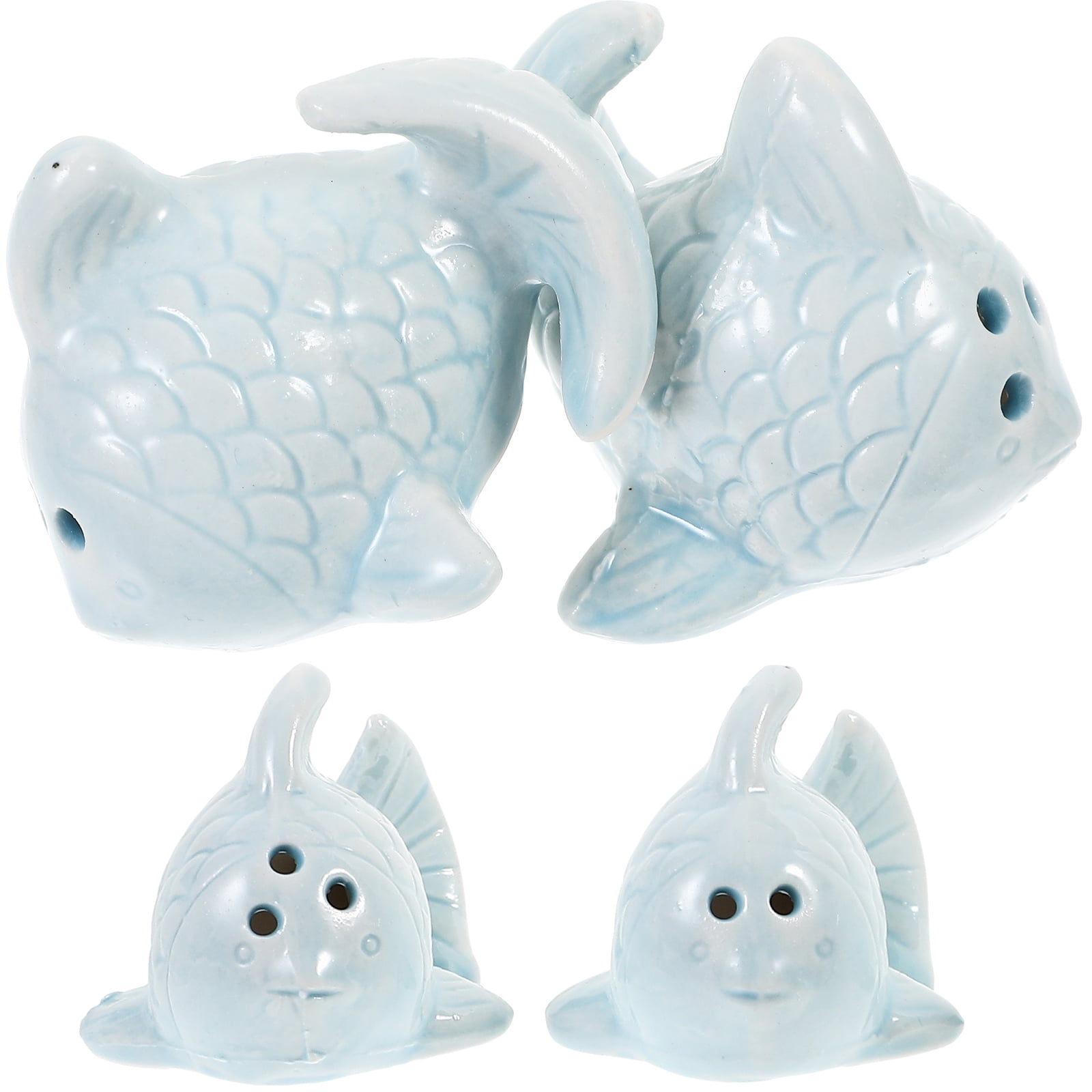 4 Pcs Salt Shaker Kitchen Pantry Fish Spices Jar Ceramic Sugar ...