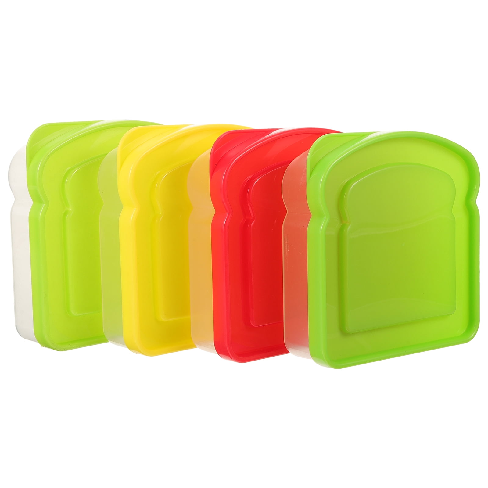 4 Pcs Sandwich Box Bread Toast Bento Lunch Plastic Crisper Sealable ...
