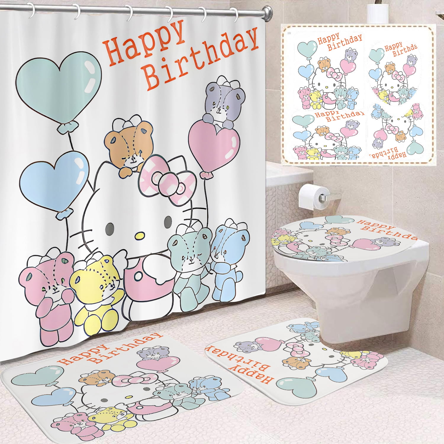 4 Pcs Sanliou Curtain Set Watercolor Sanliou Bathroom Sets Modern Home ...