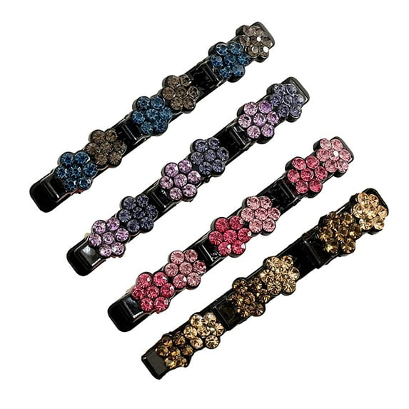 4 Pcs Satin Fabric Hair Bands, Cute Rhinestone Flower Hair Clip ...