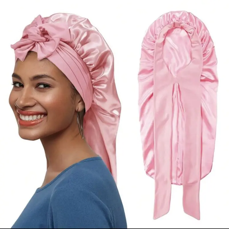 Satin Hair Protector Set, XL Long Bonnet for Braids, Night Cap with ...