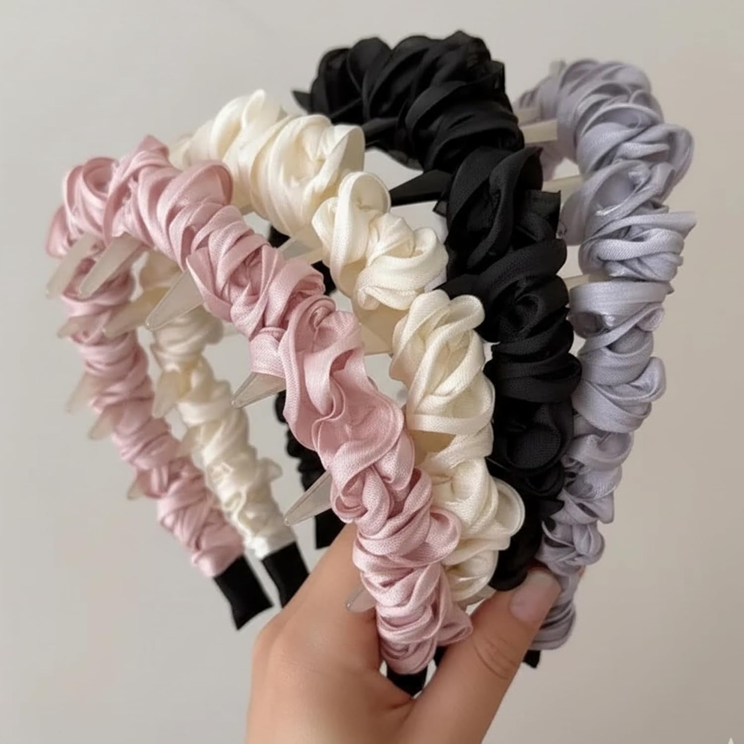4 Pcs Satin Headbands with Teeth for Women, Non-Slip Comb Hairbands ...