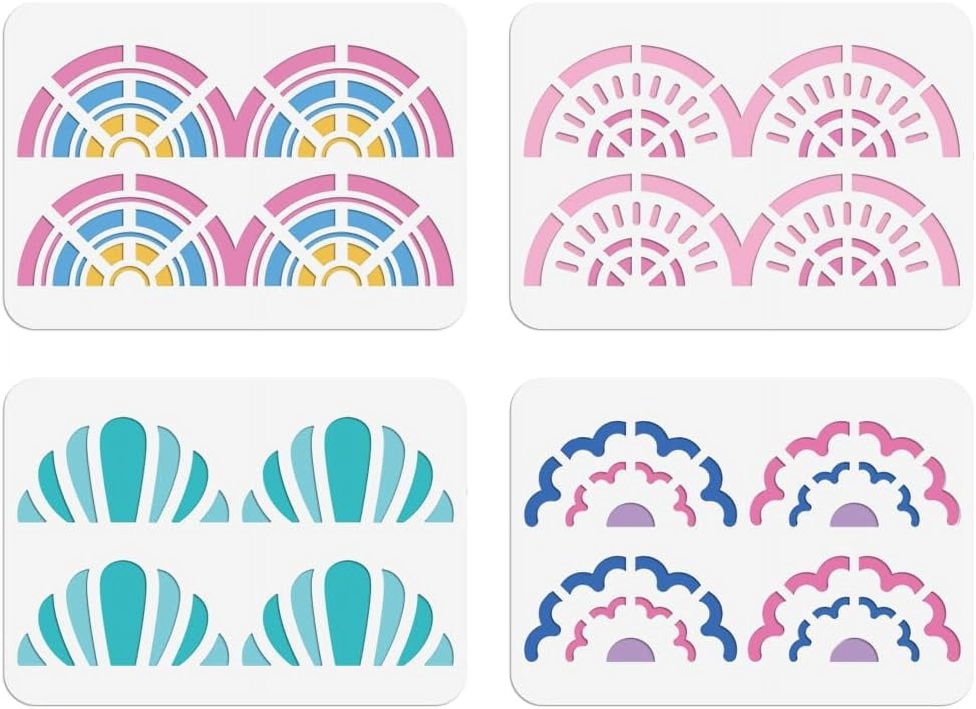 4 Pcs Scallop Pattern Painting Stencil 8.3x11.7 Inch Shell Shape DIY ...