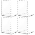 4 Pcs Scalloped Acrylic Bookends Clear Book Ends for Shelve Transparent ...