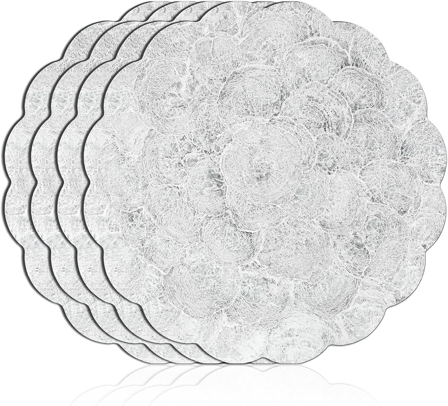 4 Pcs Scalloped Capiz Shell Placemats - 15'' Ivory Capiz Shell ...