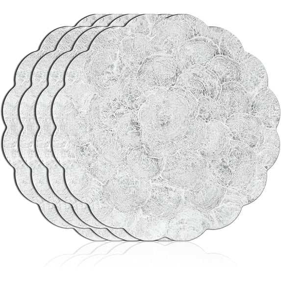 4 Pcs Scalloped Capiz Shell Placemats - 15'' Ivory Capiz Shell ...