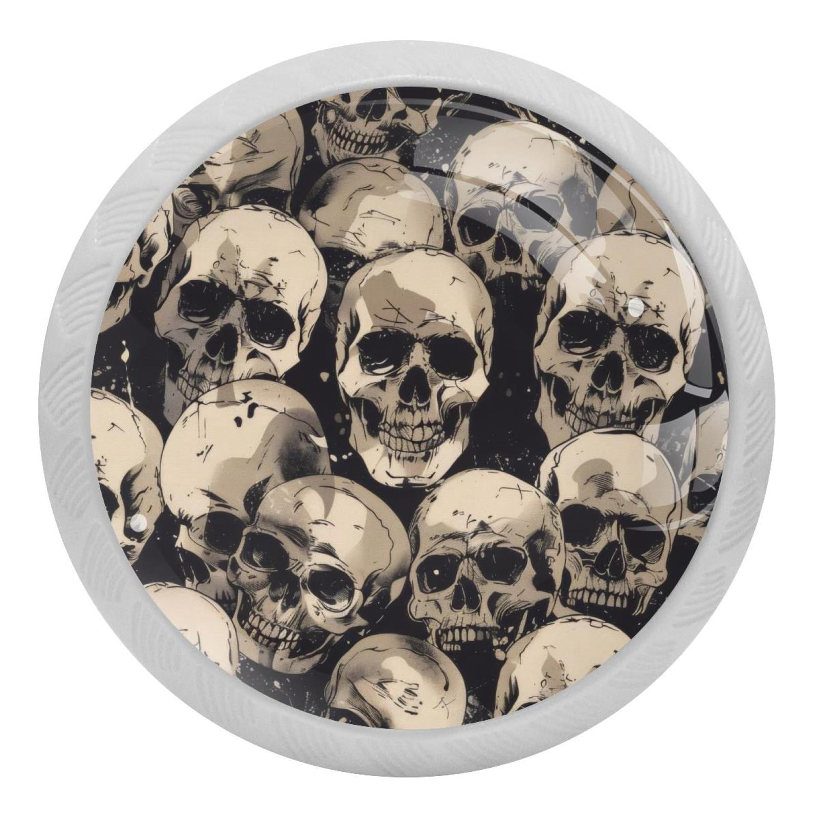 4 Pcs Scary Human Skulls Crystal Glass Drawer Knob Pull Handle ...