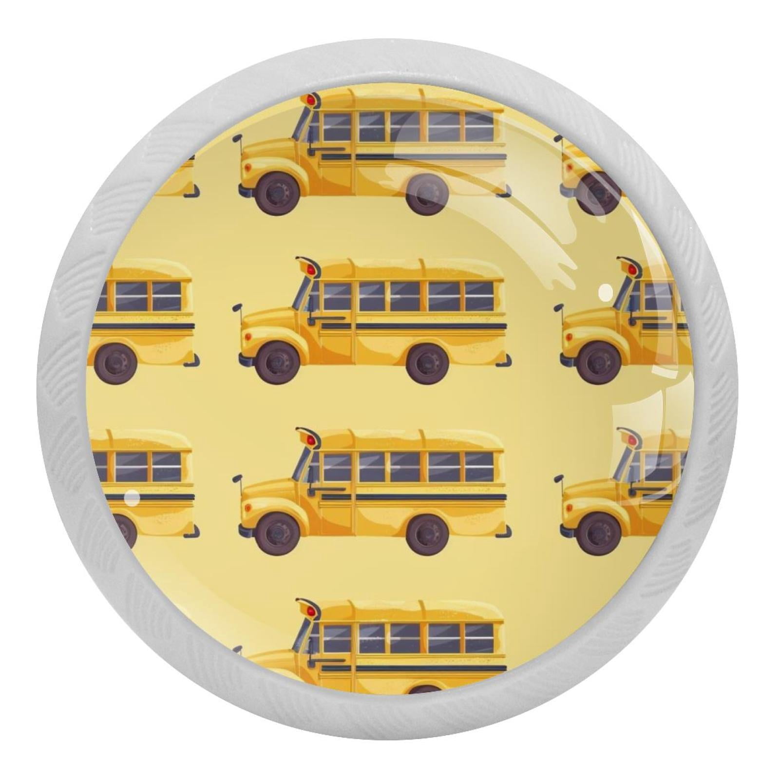 4 Pcs School Buses Crystal Glass Drawer Knob Pull Handle Ergonomic 30mm ...