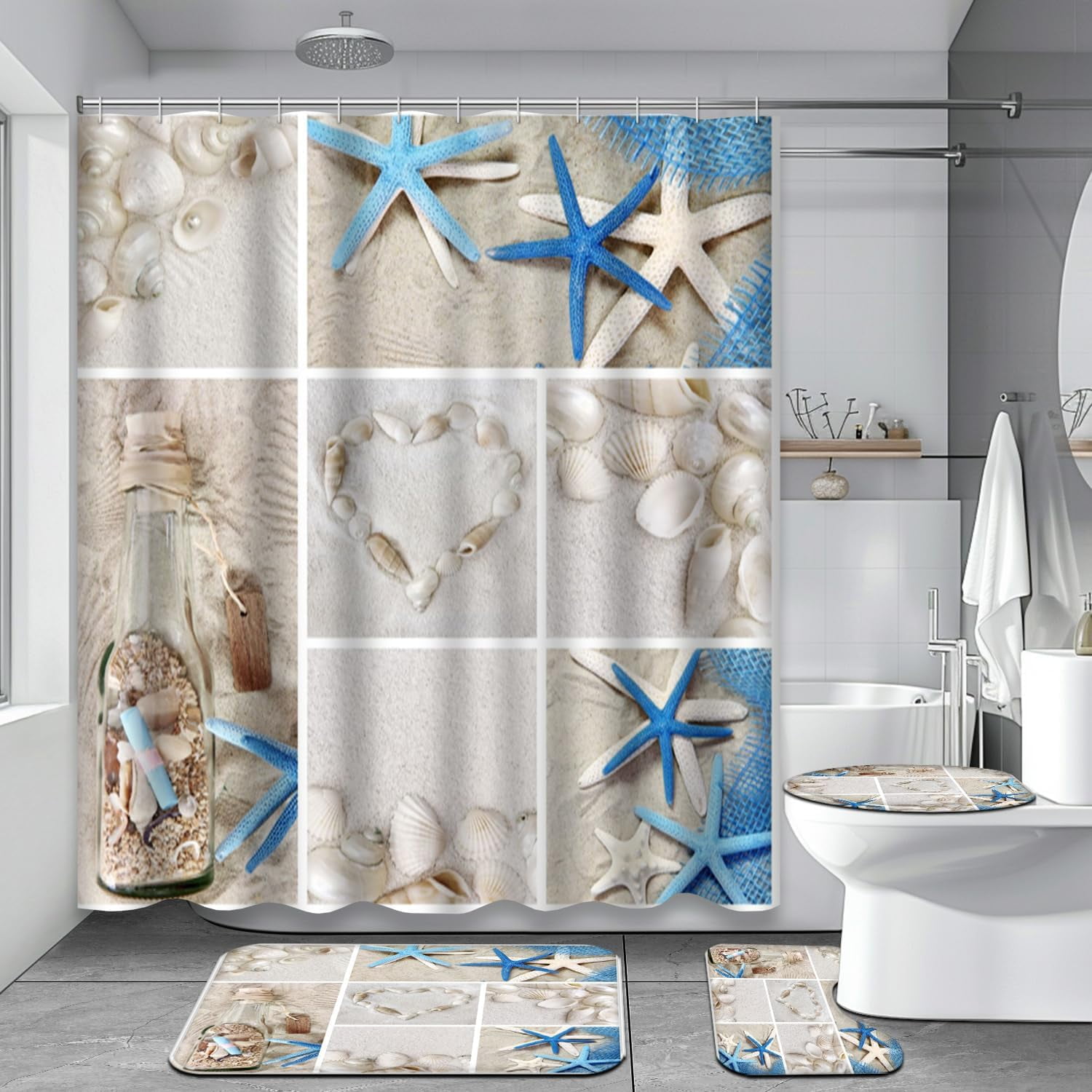 4 Pcs Science Fiction Shower Curtain Sets with Rugs for Bathroom Decor ...