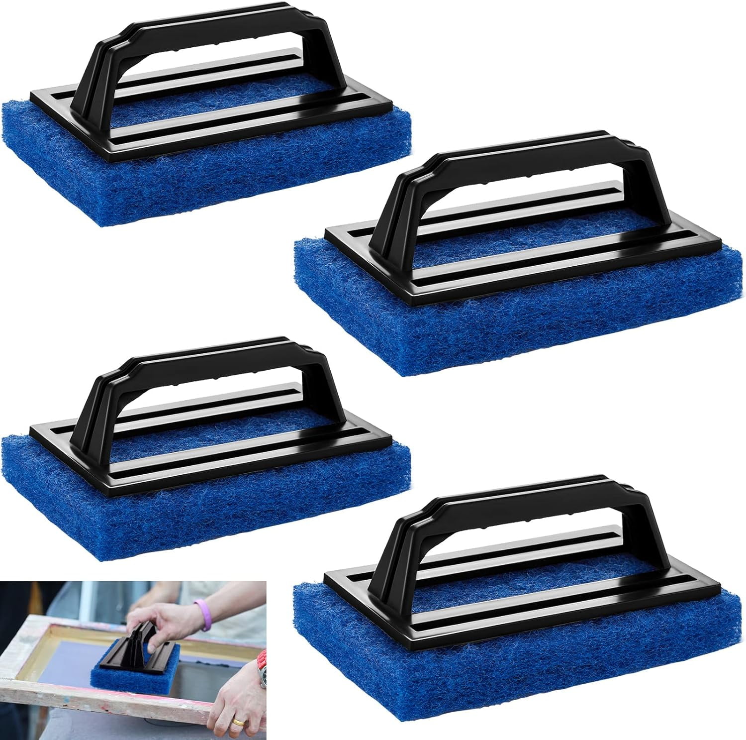 4 Pcs Screen Printing Scrub Pad Reclaiming Mesh Frames Blue Screen ...