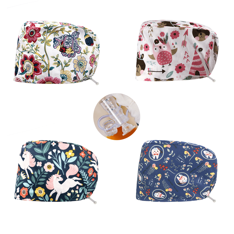 4 Pcs Scrub Caps Women,Bouffant Caps with Sweatband,Adjustable Scrub ...