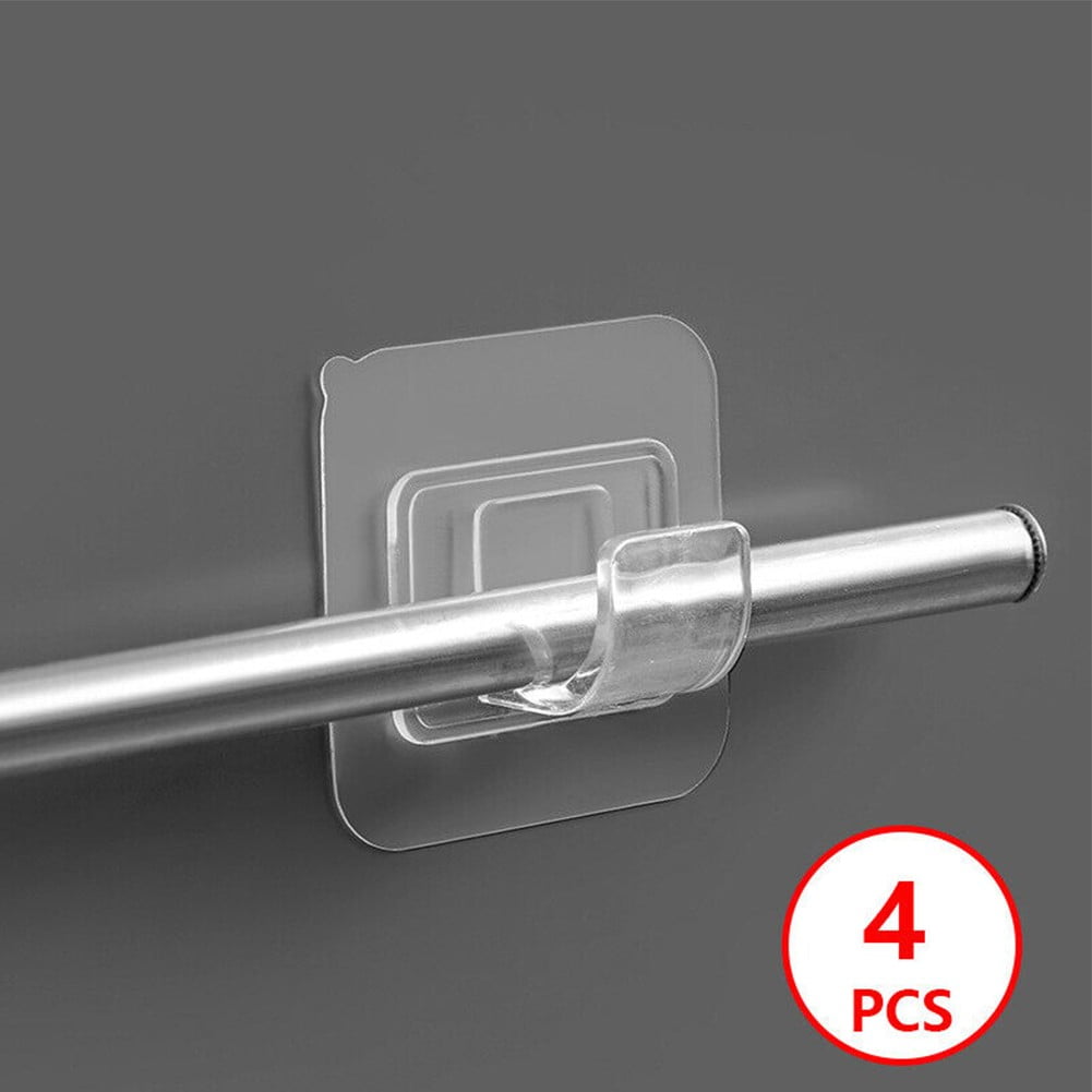 4 Pcs Self Adhesive Hooks Curtain Rod Bracket Pole Holder.Drapery Hook ...