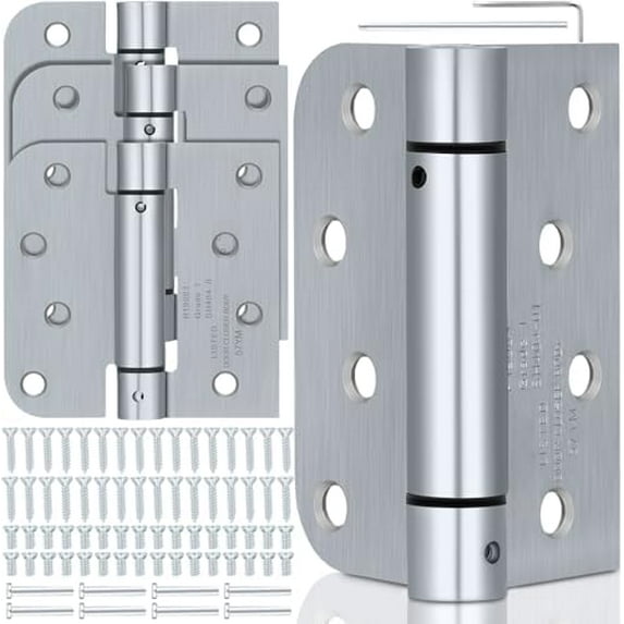 4 Pcs Self Closing Door Hinges, 4 Inch Spring Loaded Adjustable Tension Hinges, 5/8" Radius ...