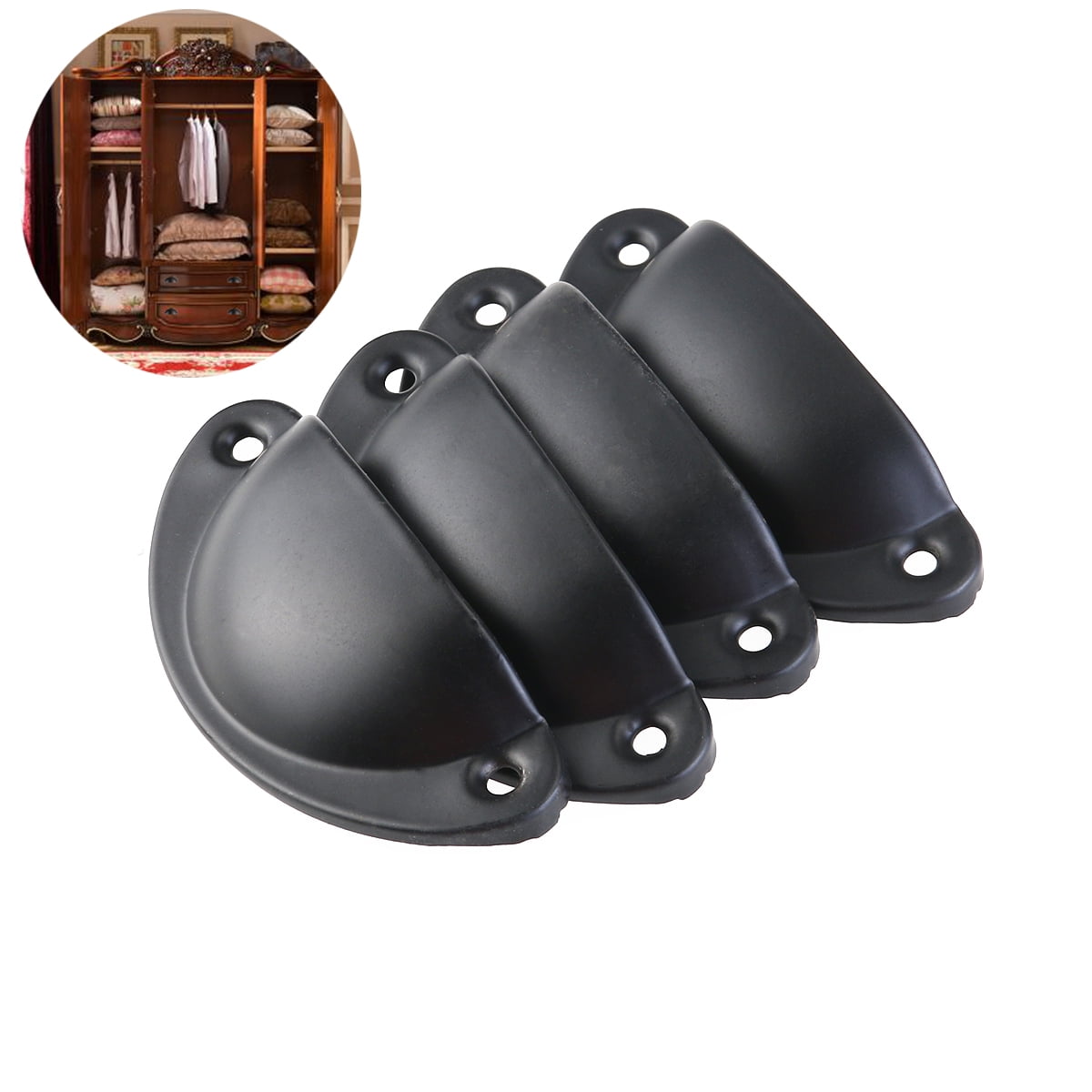 4 Pcs Semicircle Pull Handle Vintage Knob Cabinet Knobs Antique Shell ...