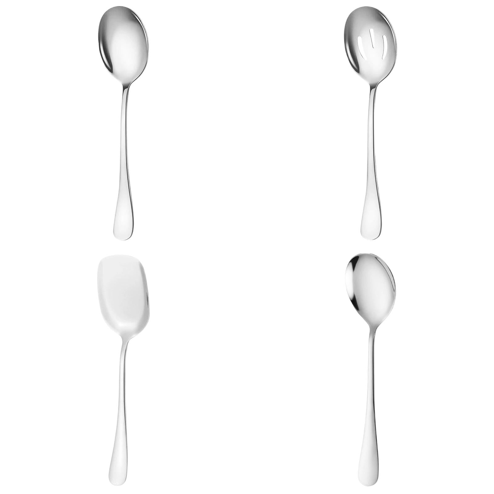 4 Pcs Serving Spoons Set,Stainless Steel Buffet Spoon,Long Handle Soup ...