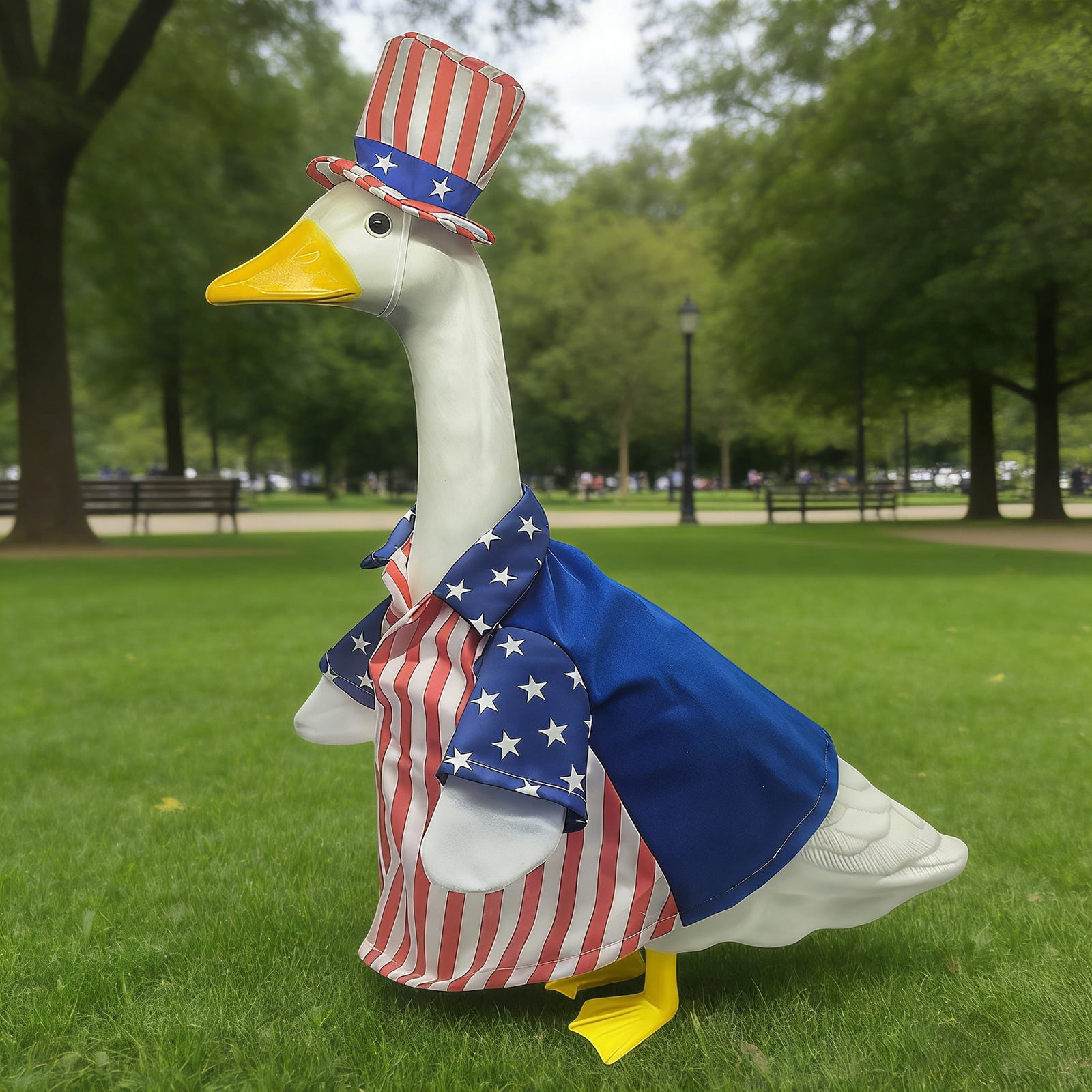 4 Pcs/Set 4th of July Porch Goose Outfit, 23" High Lawn Goose Statue ...