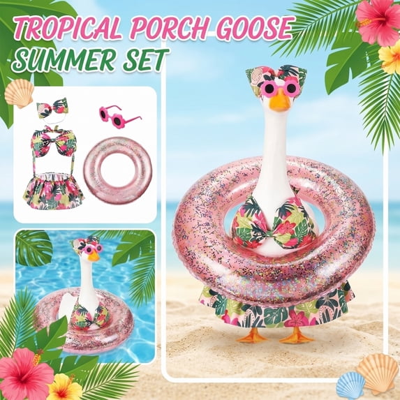4 Pcs/Set Bikini Porch Goose Outfits With Sunglasses, 23 Inch Holiday ...
