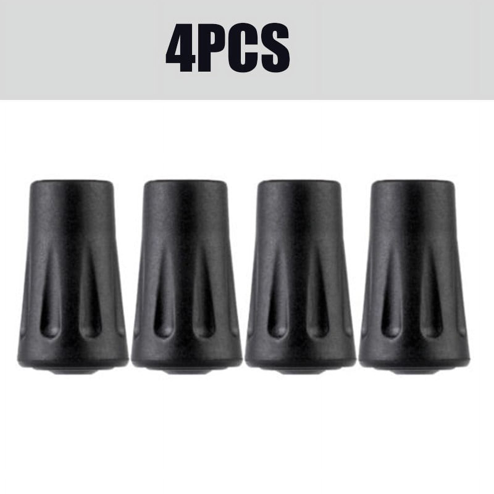 4 Pcs/Set Black Rubber Reinforced Tip End Cap Hiking Walking Stick ...