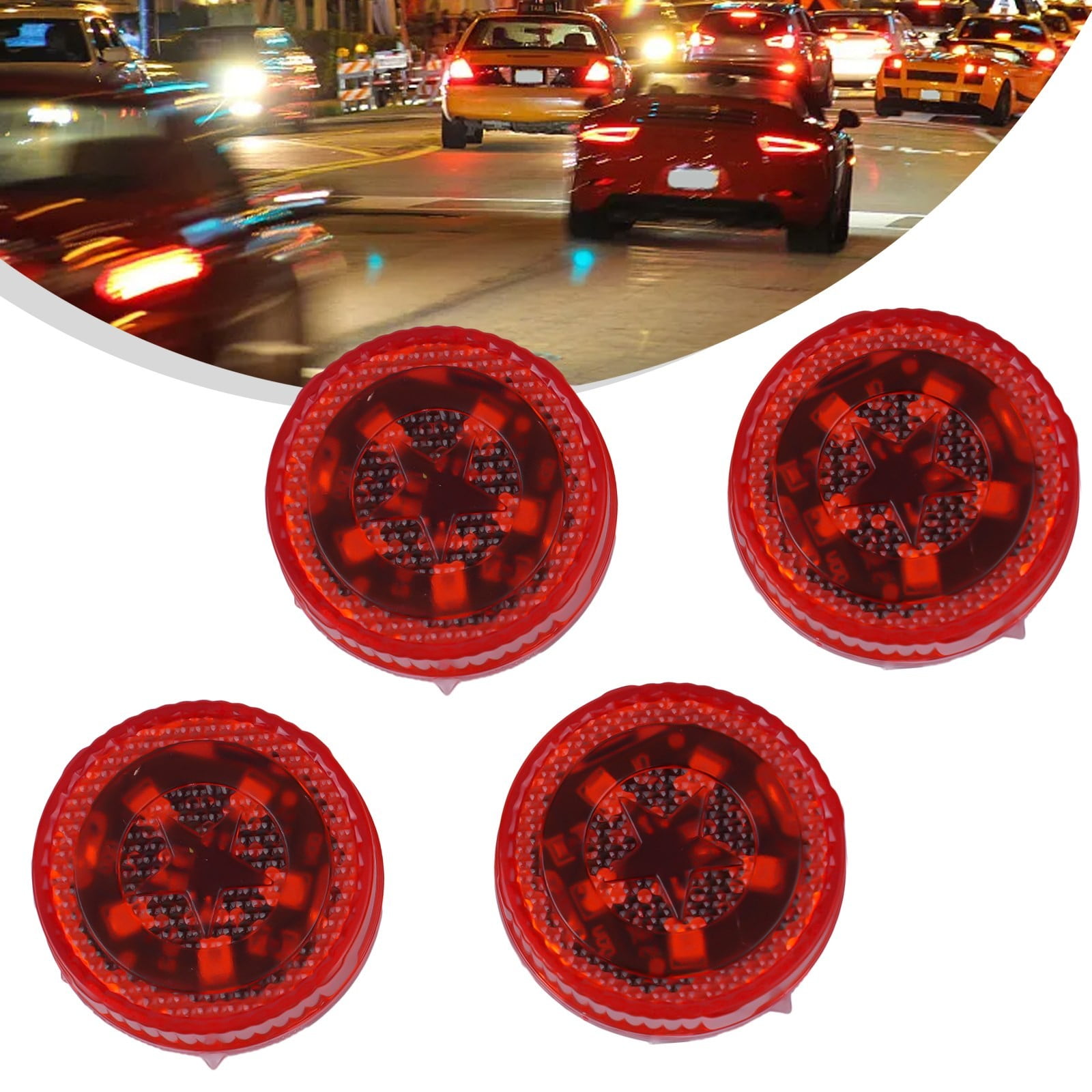 4 Pcs/Set Car Wireless Car 5-LED Door Opened Signal Red Light Safety ...