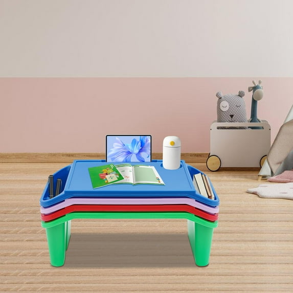 4 Pcs Set Kids Lap Desk Tray, Plastic Breakfast Laptop Trays with Side ...