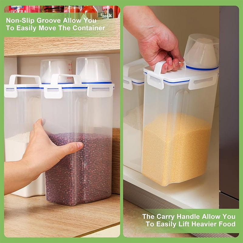 4 Pcs Set Rice Dispenser Storage Containers, 10 Lbs Small Rice Bucket ...