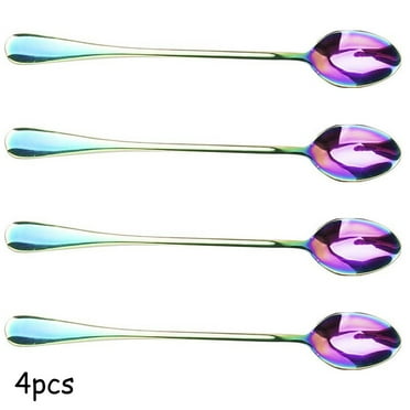 Rainbow color TeaSpoons Coffee Spoon Mini Cake Spoon Stainless Steel ...