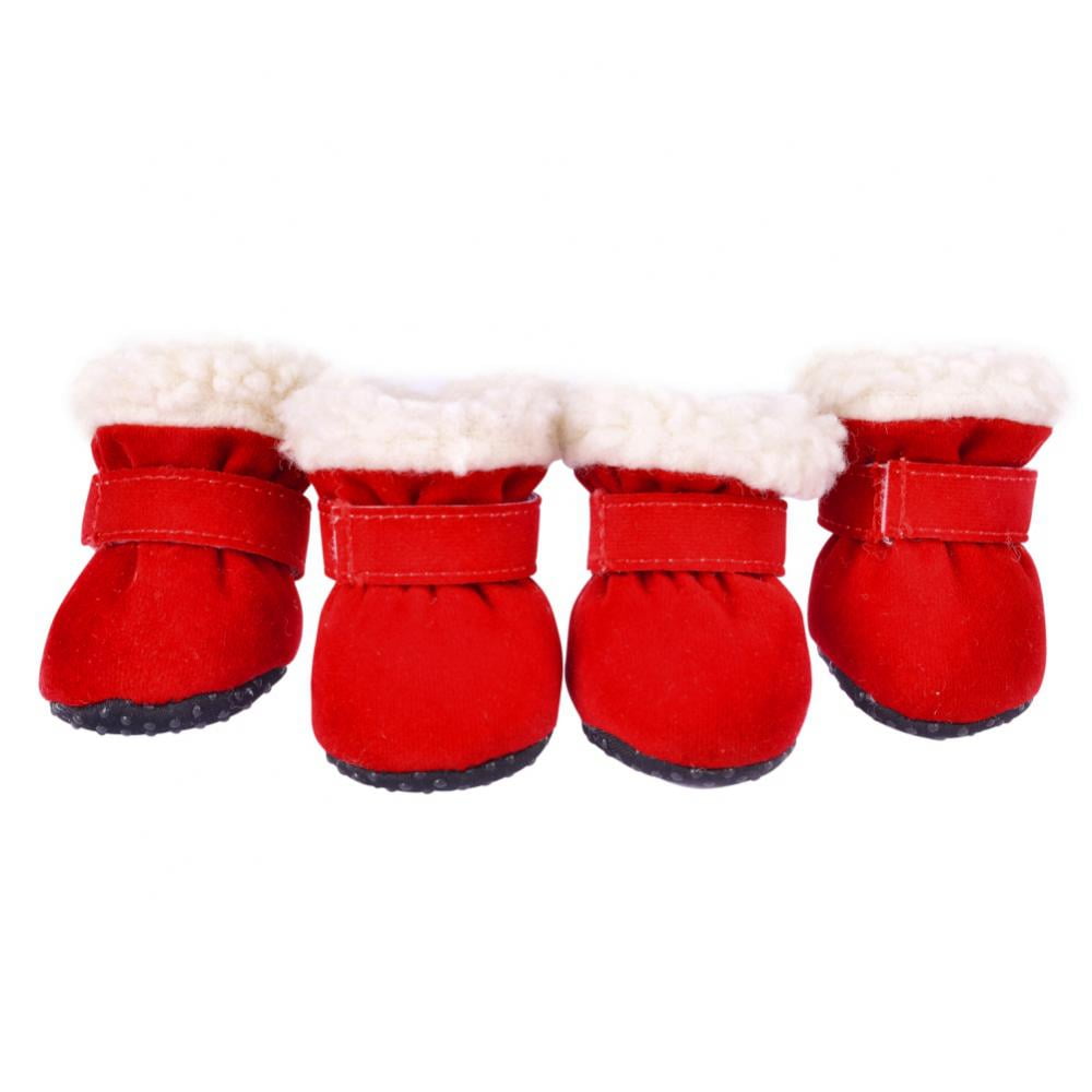 4 Pcs/Set Warm Small Dog Snow Boots Waterproof Suede Puppy Cat Booties ...