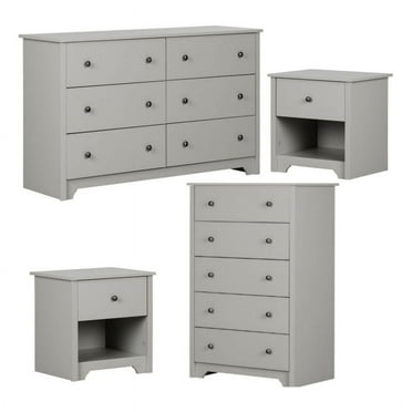 Pemberly Row Contemporary 5-Drawer Wood Indoor Chest in Soft Gray ...