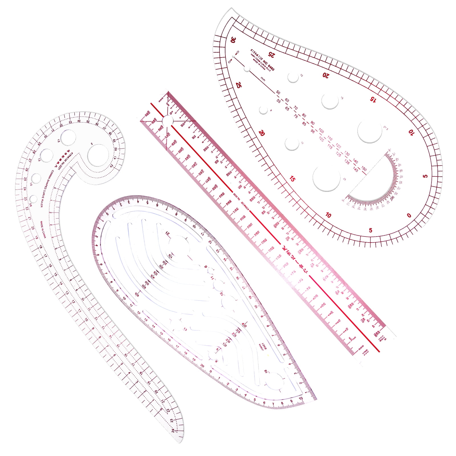 4 Pcs Sewing Ruler Drawing French Metric Cutting Curve Pattern Clothing ...