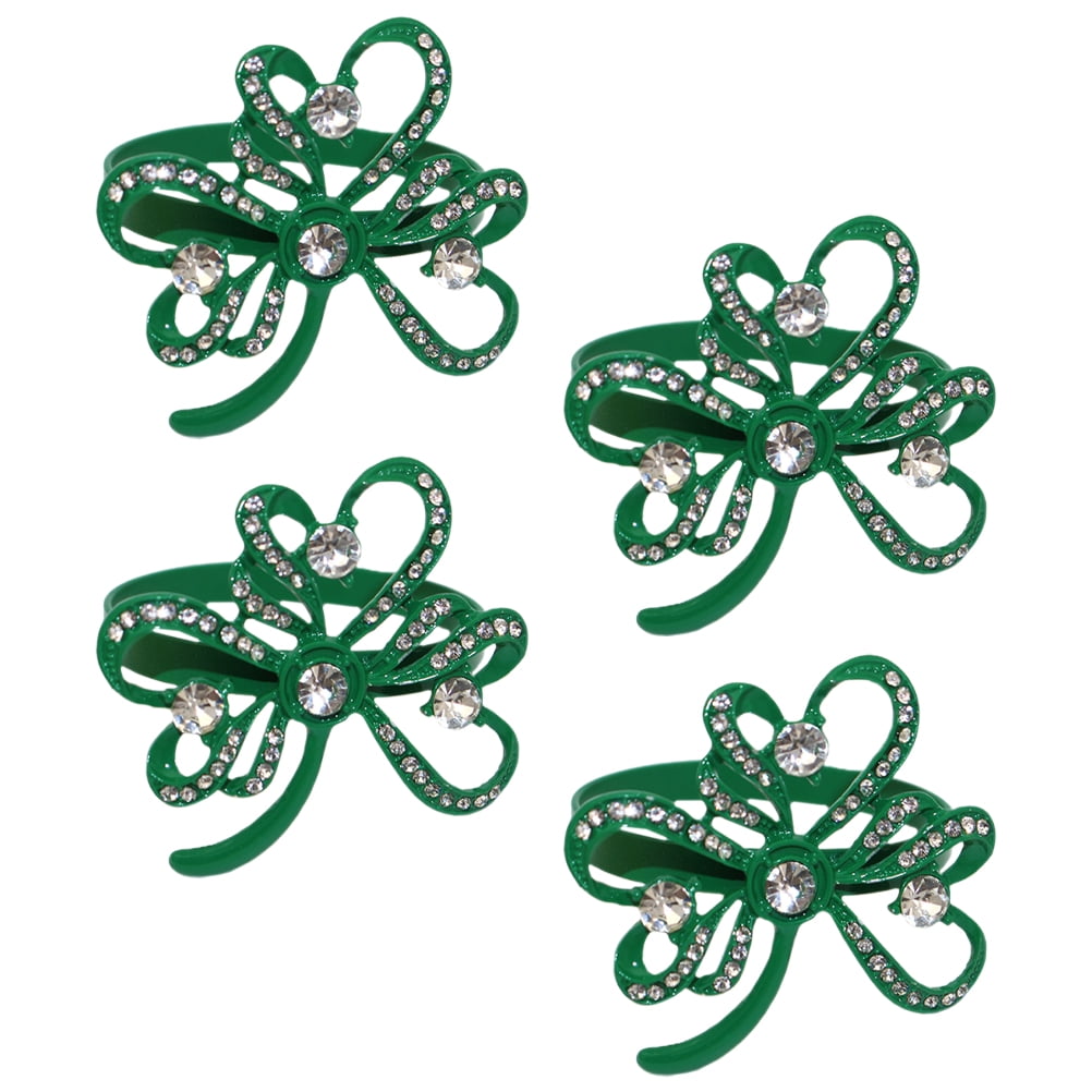 4 Pcs Shamrock Napkin Rings Decor for Restaurant Clips Clove Festival ...