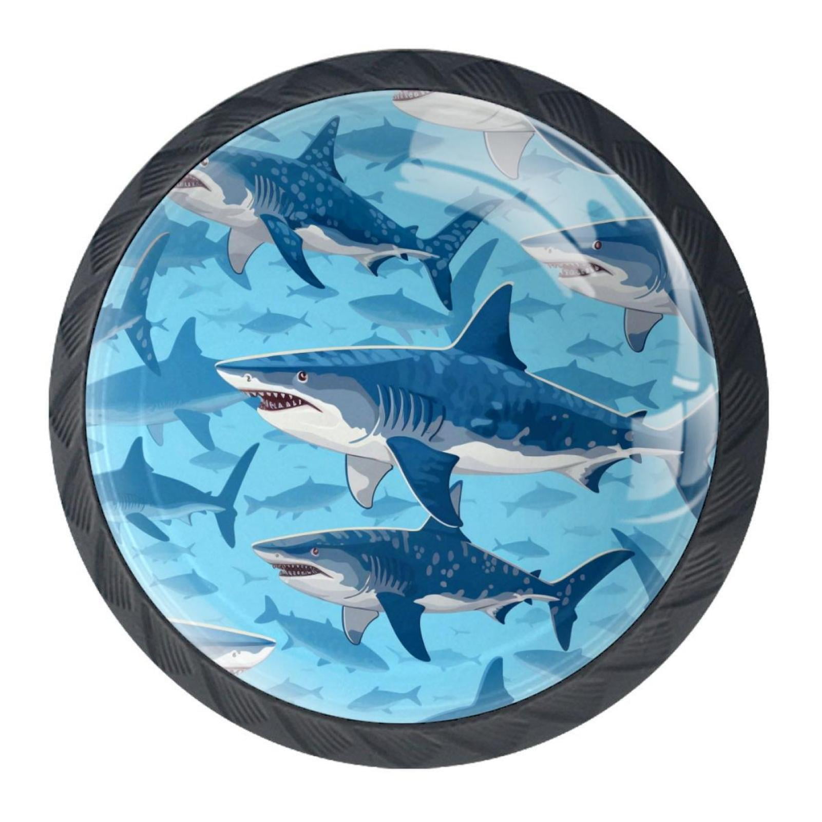 4 Pcs Shark Knobs for Kitchen Cabinet Cupboard Dresser Bookcase Drawer Pulls Handles Round Home ...