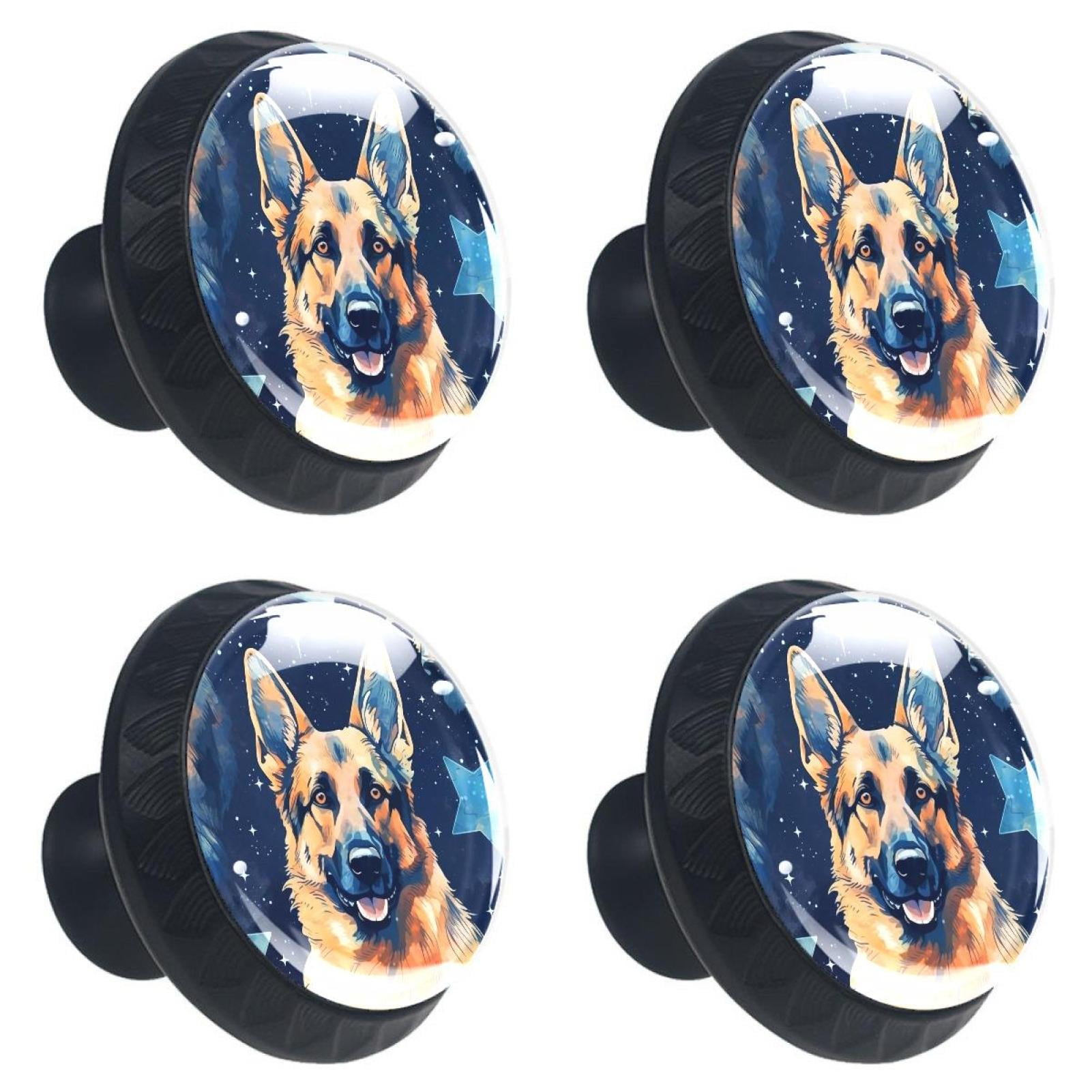 4 Pcs Sheepdog and Nebular Star Print Cabinet Knobs 30mm Round Crystal ...