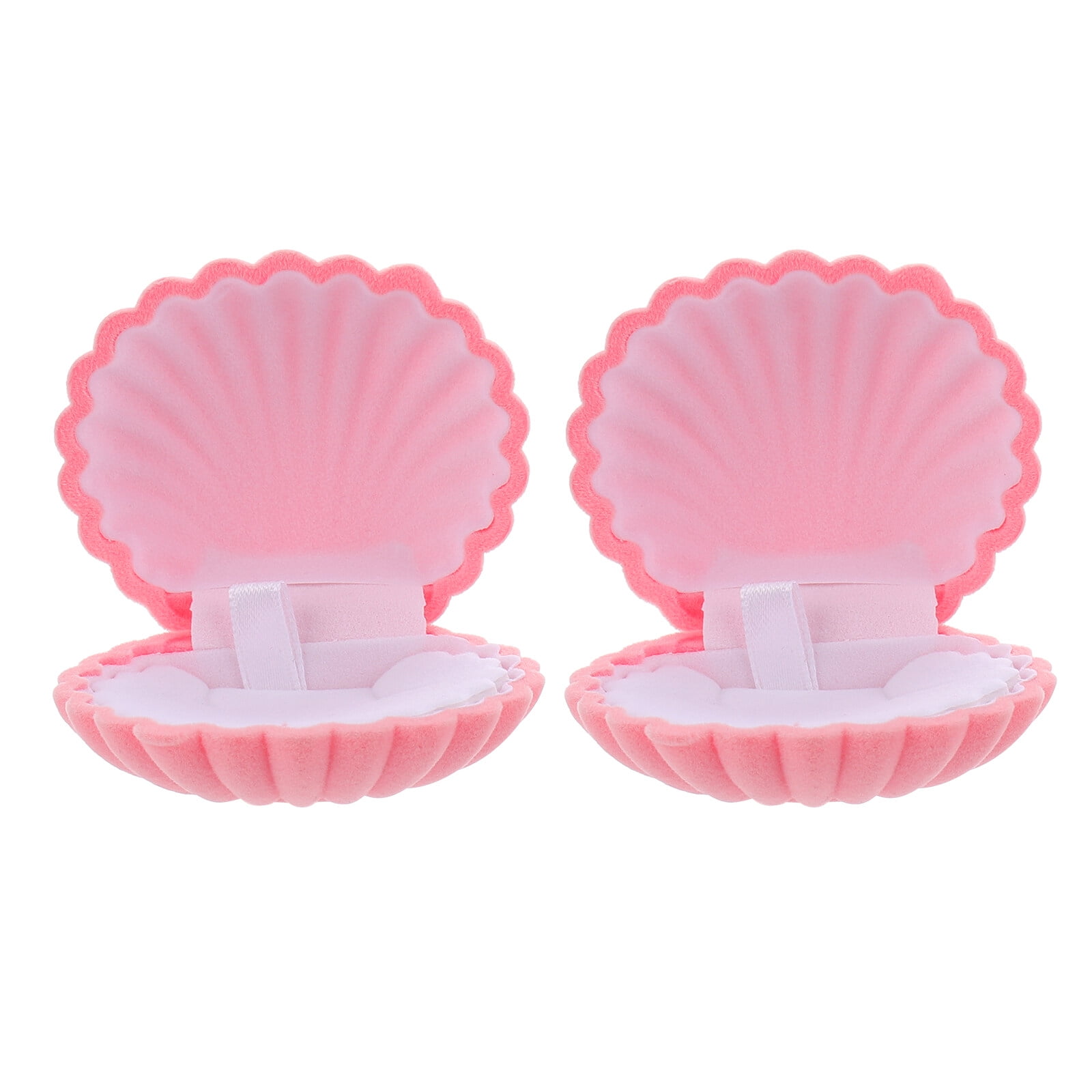 4 Pcs Shell Jewelry Box Ring Stand Pink Gift Boxes Case Shape Rings ...