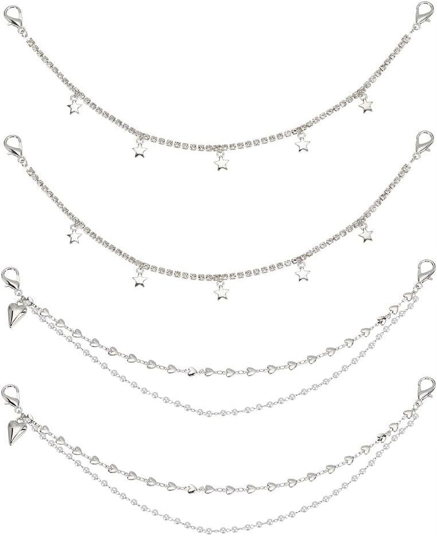 4 Pcs Shoe Charms - Metal Decorative Lobster Clasp Chains in Platinum ...