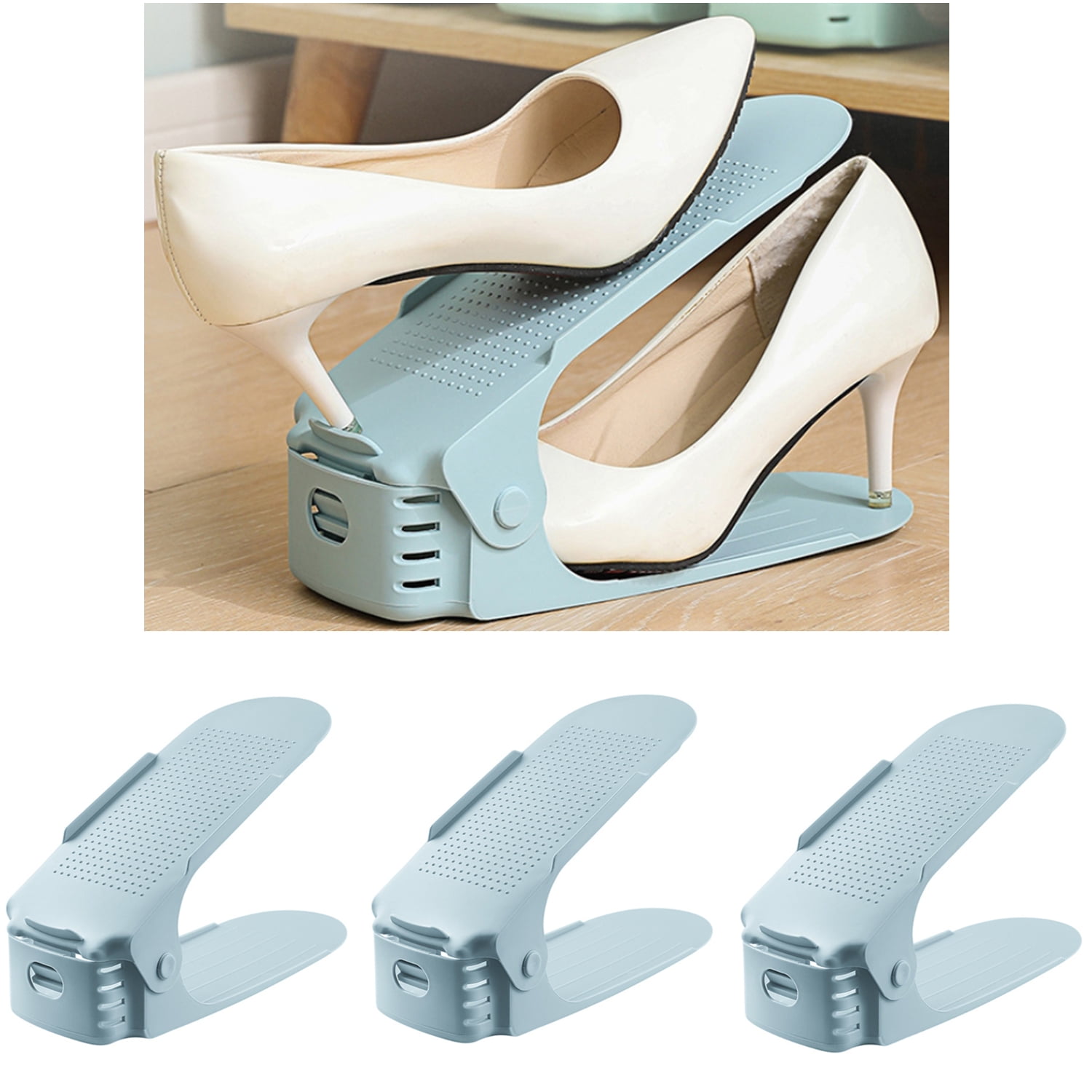 4 Pcs Shoe Slot Storage Box Adjustable Shoe Rack Save Space Suitable ...