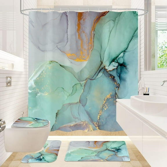 Dtchengua Easter Bunny Bathroom Shower Curtain Set - 4-Piece Waterproof ...