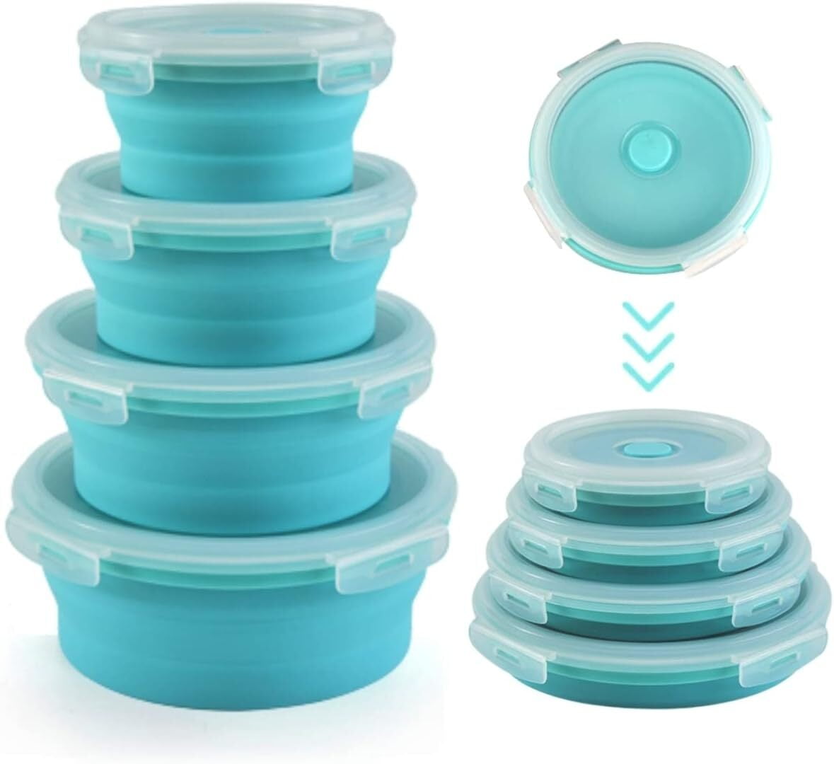 4 Pcs Silicone Collapsible Food Storage Containers with Lids Silicone ...