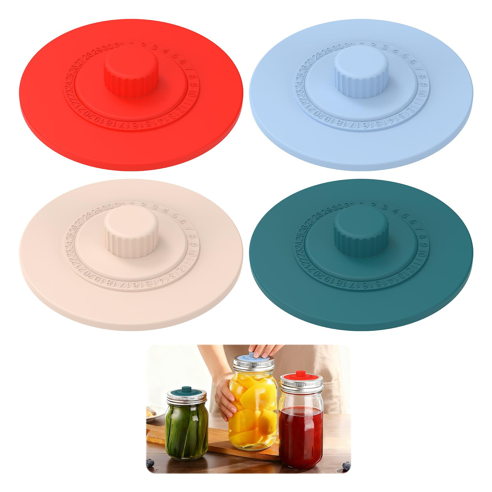 4 Pcs Silicone Fermentation Lid for Wide Mouth Mason Jars, Reusable ...
