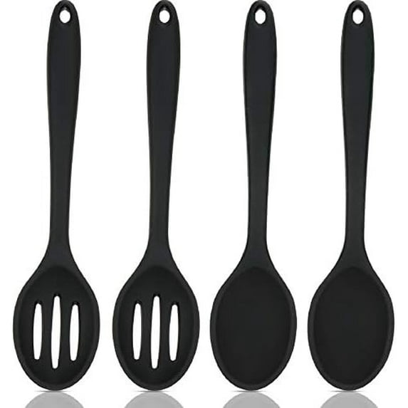 4 Pcs Silicone Spoons for Cooking 10.6 Inch Large Nonstick Serving ...