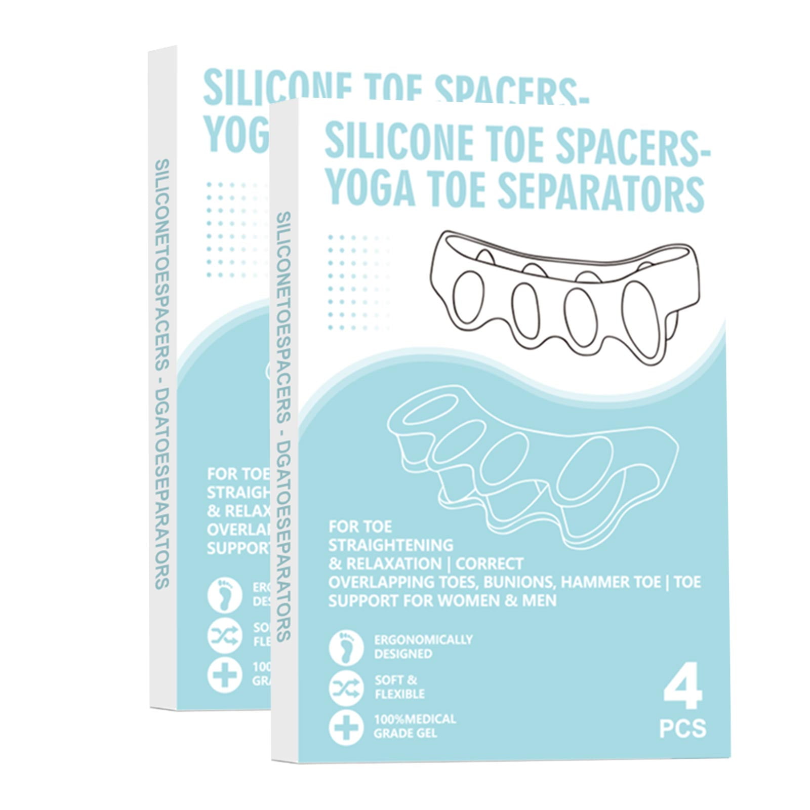 4 Pcs Silicone Toe Spacers – Yoga Toe Separators For Toe Straightening ...