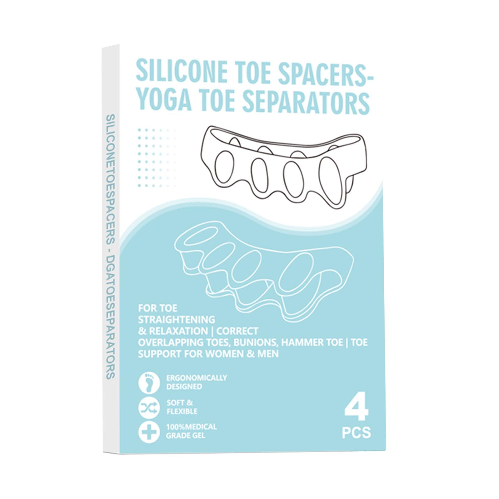 4 Pcs Silicone Toe Spacers - Yoga Tools for Men Women, Bunions & Hammer Toe Relief, Overlapping ...