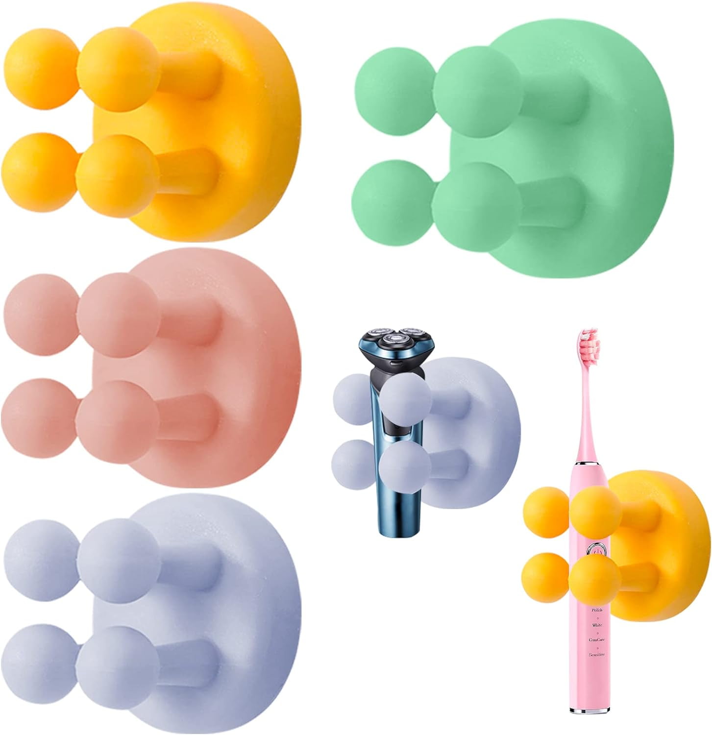 4 Pcs Silicone Toothbrush Holder, Multi-Function Waterproof Self ...