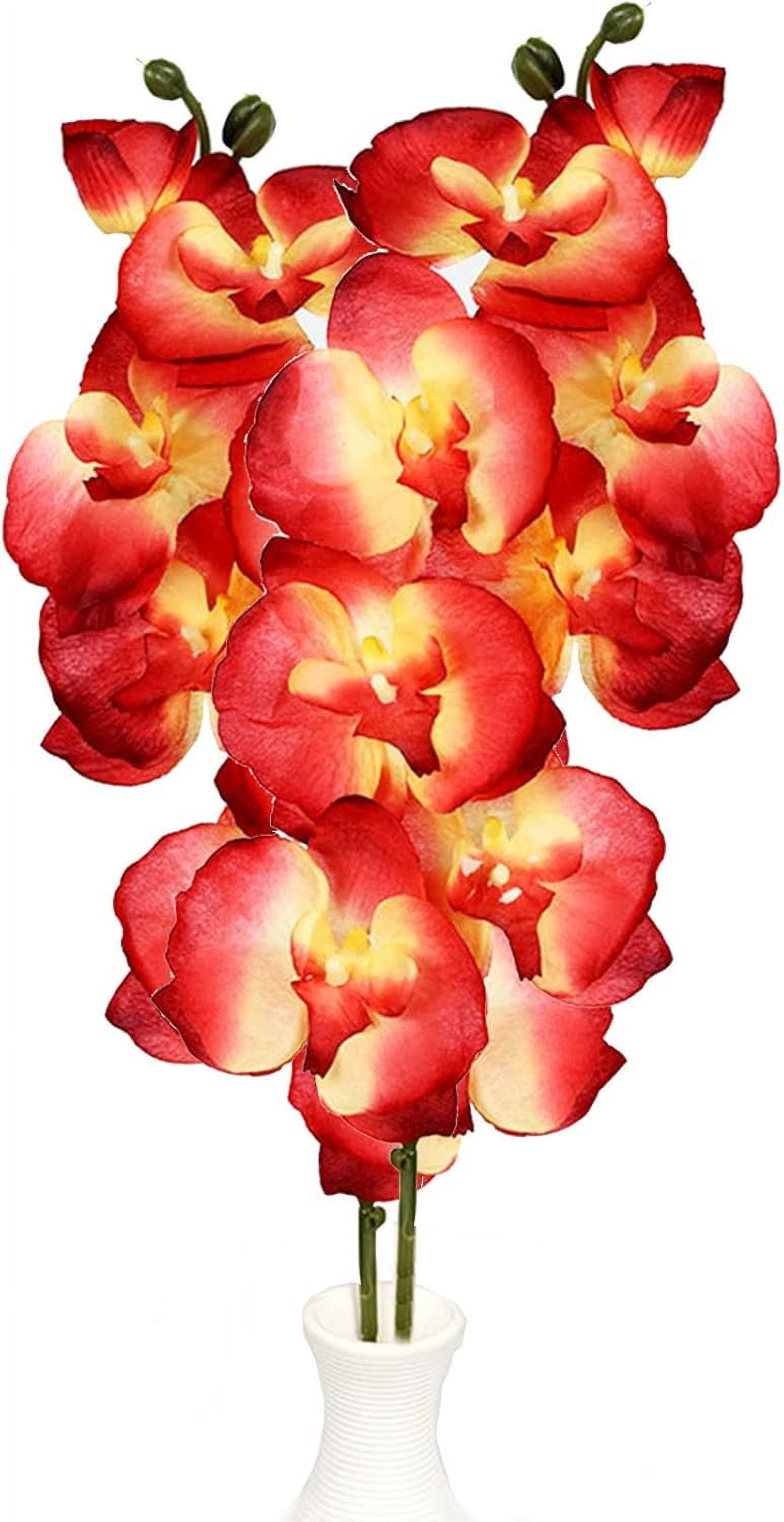 4 Pcs Silk Artificial Orchid Flowers Stem, 8 Heads Faux Phalaenopsis Flowers Branches 27.5 ...