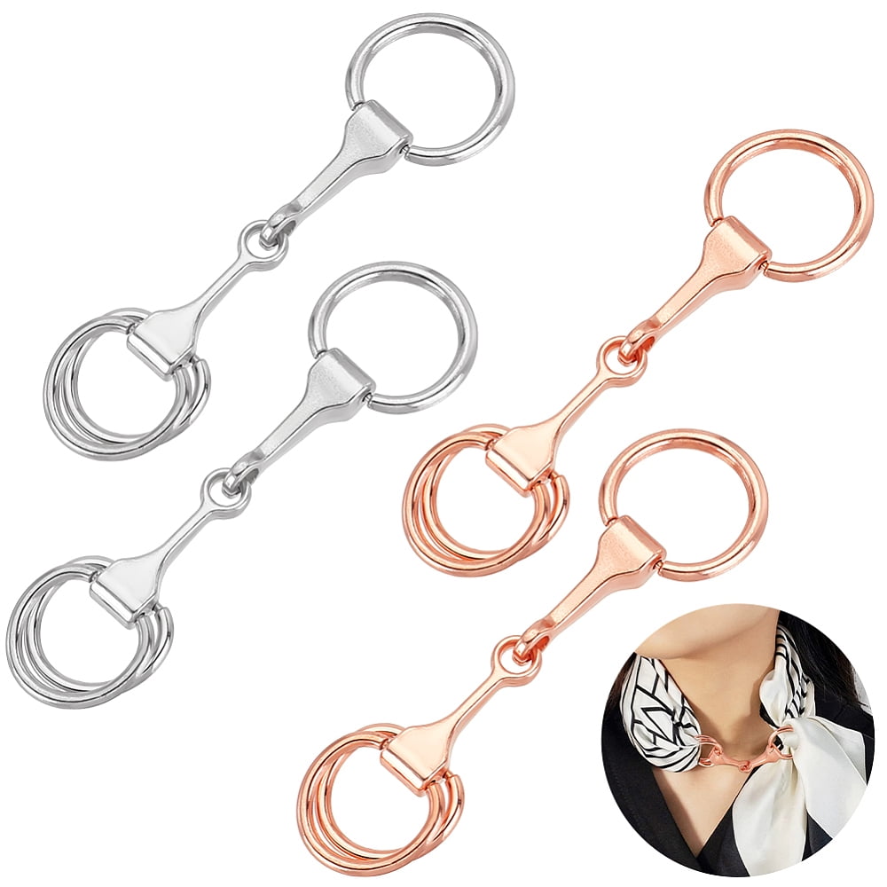 4 Pcs Silk Scarf Clasp Platinum Rose Gold Horsebit Scarf Ring Scarf ...