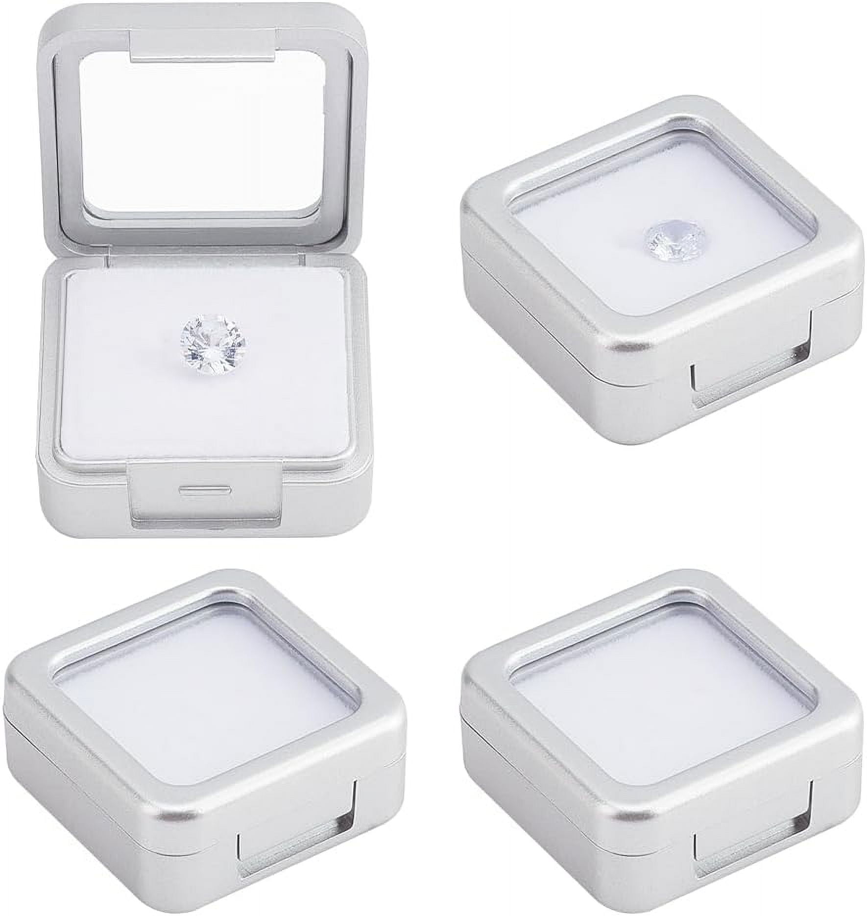 4 Pcs Silver Gemstone Display Box 1.57x1.57x0.67 inch Square Jewelry ...